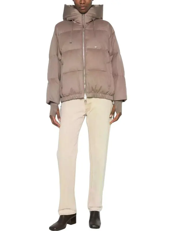 DUNO Quilted Hooded Jacket - Brown
