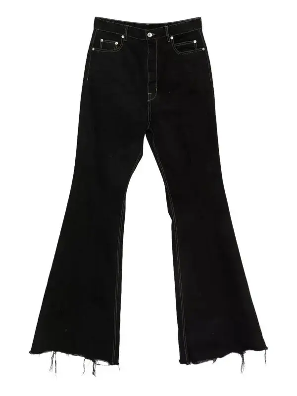 Rick Owens Bloan Contrast-stitch Raw-hem Bootcut Jeans - Black