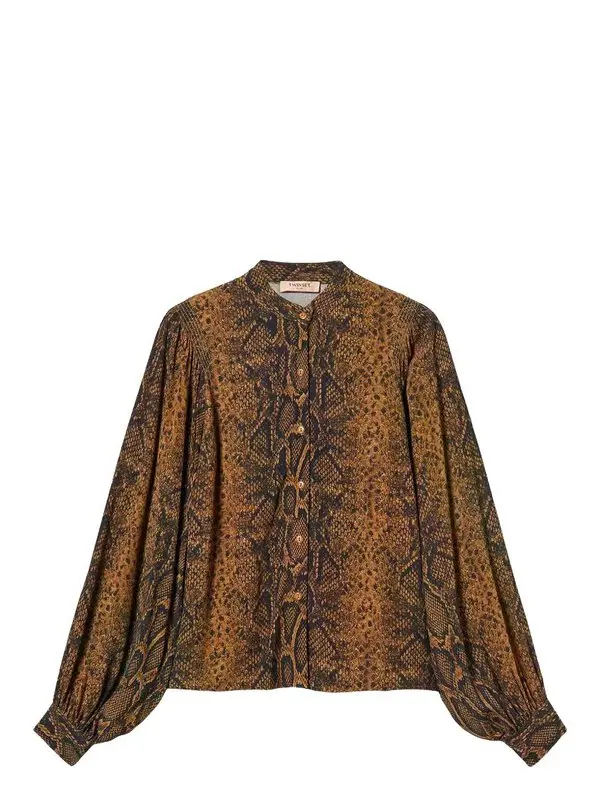 TWINSET Python-print Crêpe De Chine Blouse - Brown