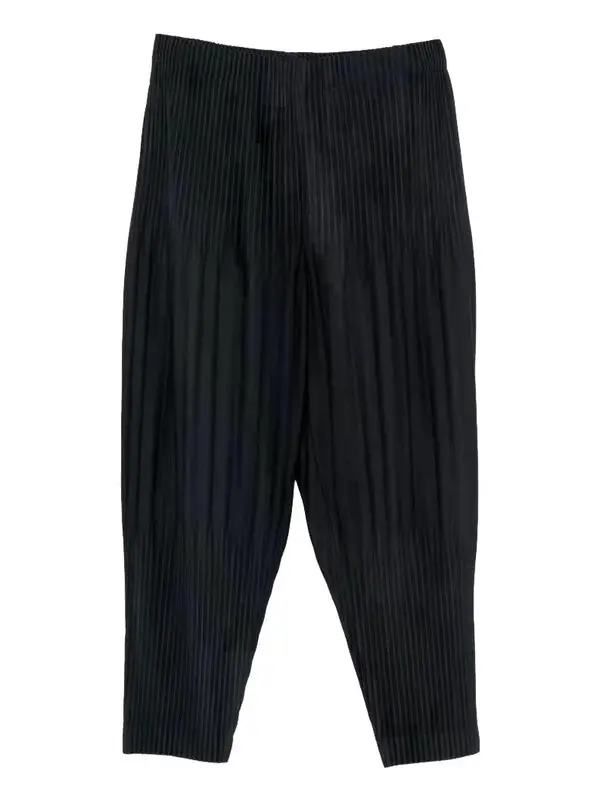 Issey Miyake Navy Pleated Tapered Trousers - Blue
