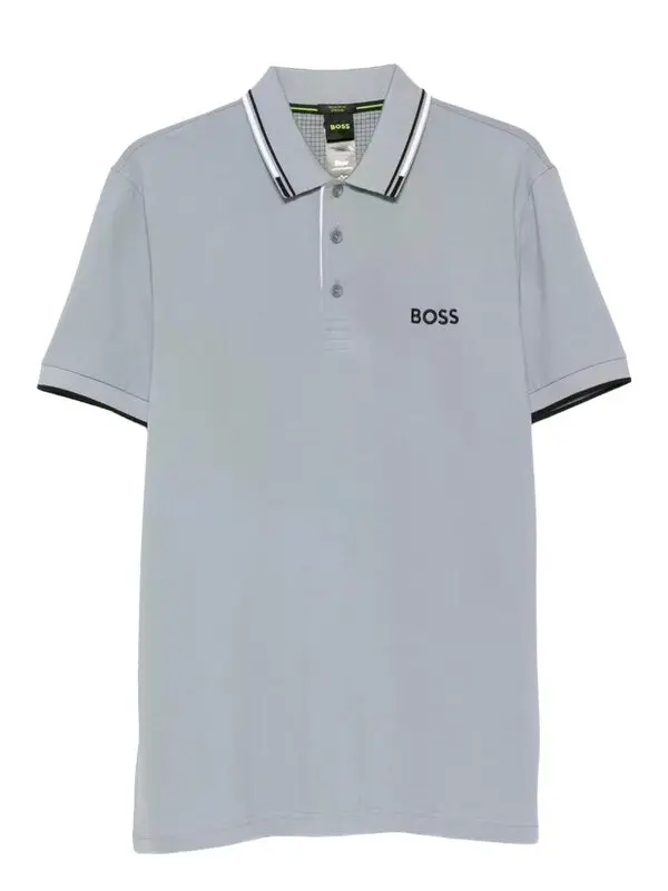 BOSS Logo-print Tipped Polo Shirt - Blue