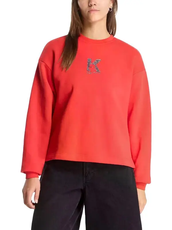 Karl Lagerfeld Logo Print Crew Neck Sweater - Red
