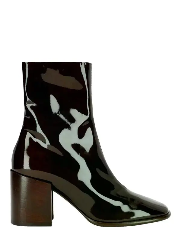 Dries Van Noten Square Toe Heeled Leather Boots - Brown