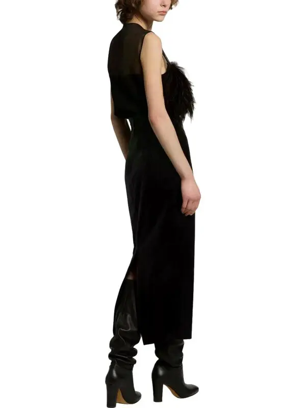 Alberta Ferretti Ruched Velvet Midi Skirt - Black