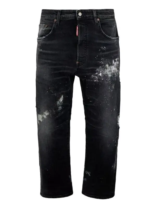 Dsquared2 Bow-leg Jeans With Distressed Finish - Black