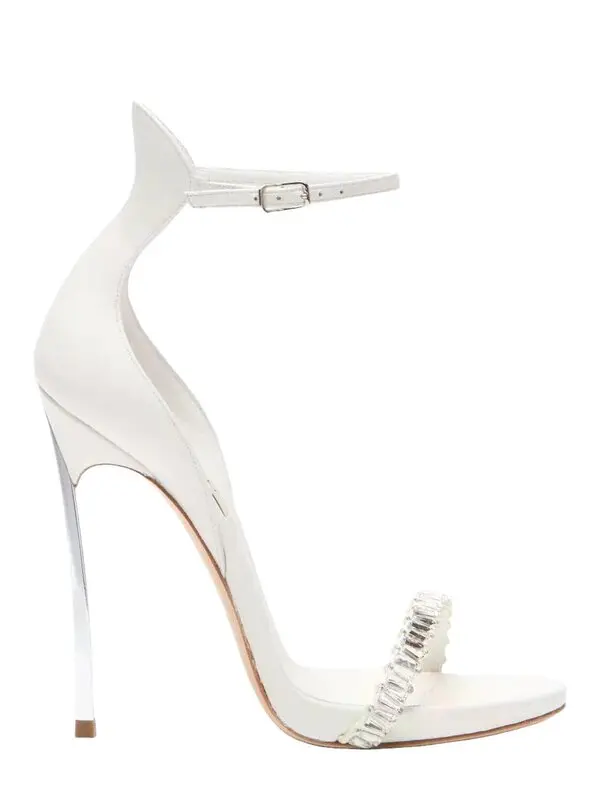 Casadei Blade Stiletto Sandals With Rhinestones - White