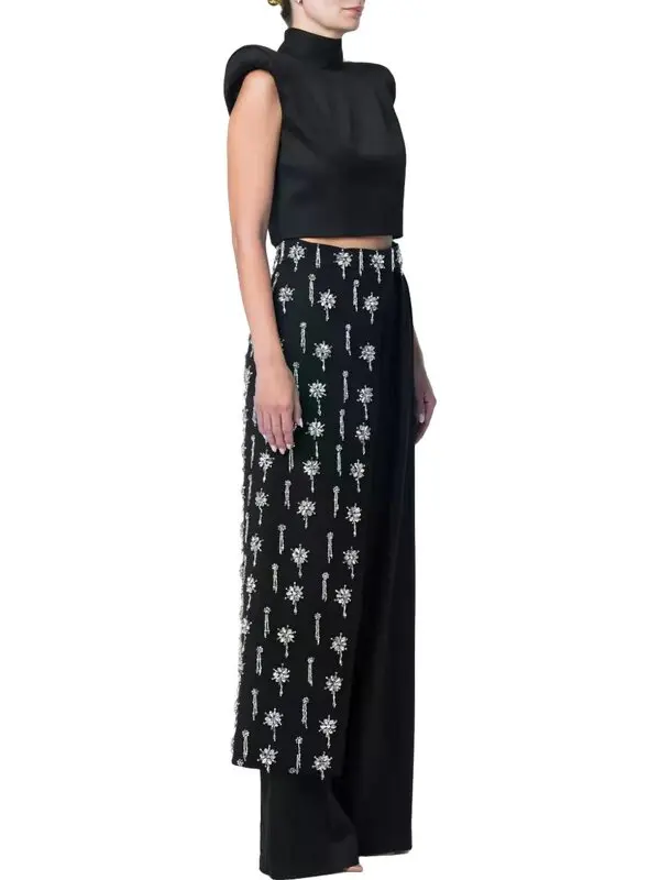 M.MARQUISE Kya Padded-shoulder Top - Black