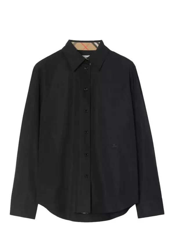 Burberry Classic Fit Cotton Poplin Shirt With Embroidered Knight - Black