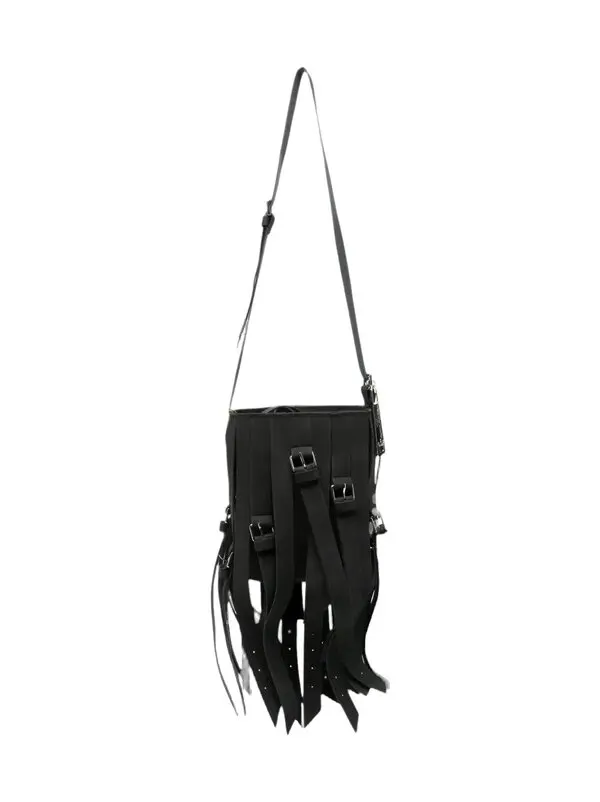 LA MILANESA Fringed Bucket Bag - Black