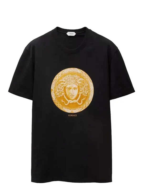 Versace Printed Cotton-jersey Slim T-shirt - Black
