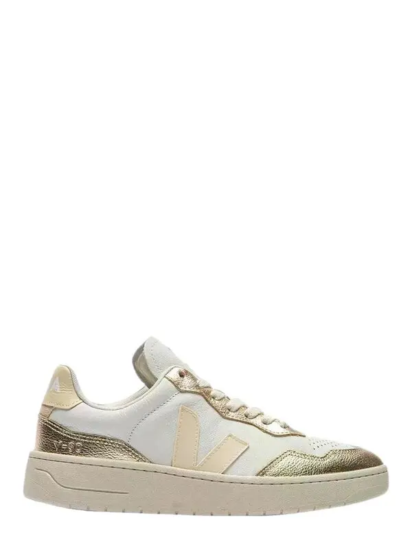 VEJA V-90 Metallic Paneled Sneakers - White