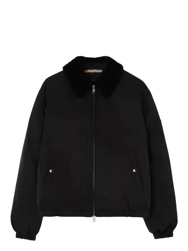 Burberry Farnborough Aviator Jacket With Shearling Collar - Black