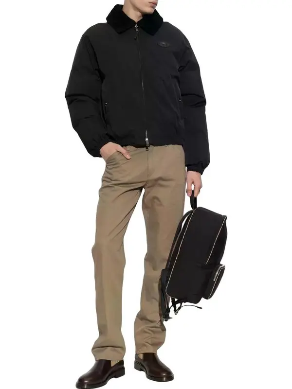 Burberry Farnborough Aviator Jacket With Shearling Collar - Black