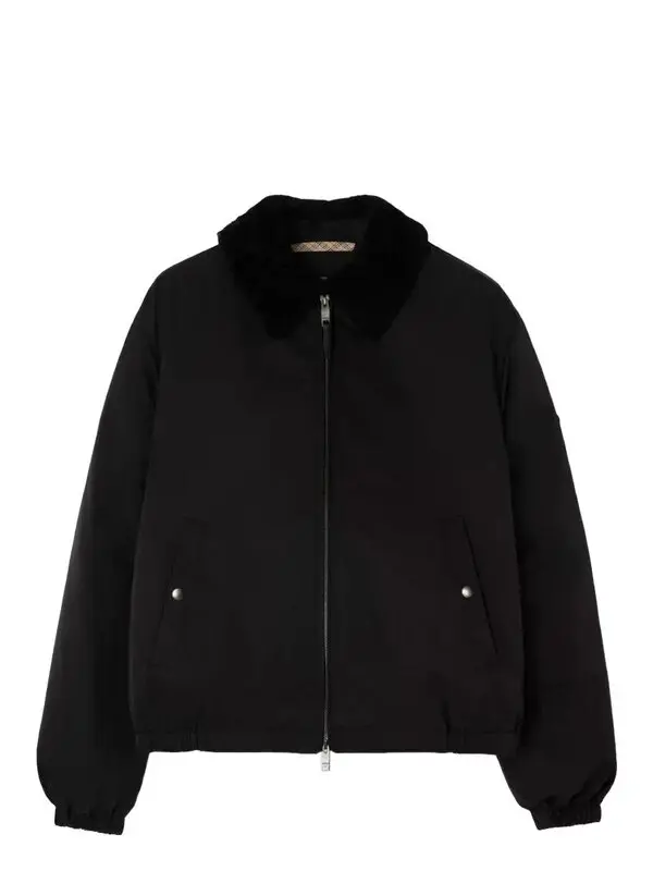 Burberry Farnborough Aviator Jacket With Shearling Collar - Black