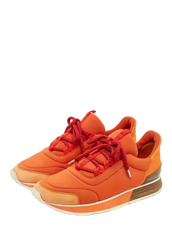 Hermès Miles Suede Panel Lace-up Sneakers - Orange
