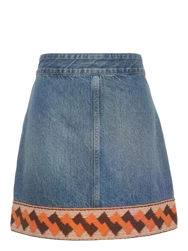 Valentino Garavani Embroidered Denim Mini Skirt - Blue