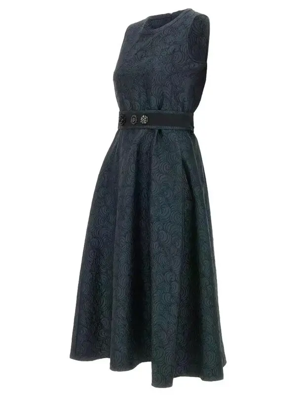 Max Mara Jacquard Pattern Midi Dress - Blue