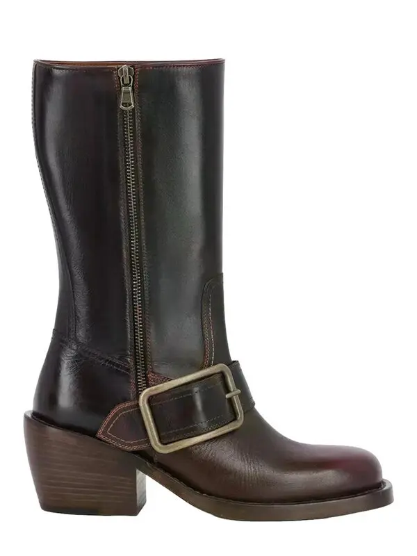 Dries Van Noten Buckled Leather Boots - Brown