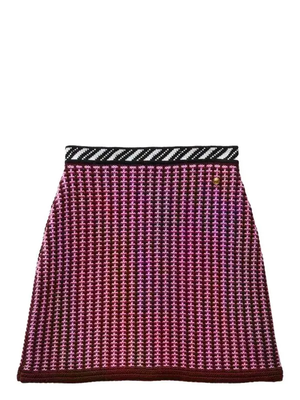 Versace Wool Crochet-stitch Knit Mini Skirt - Purple