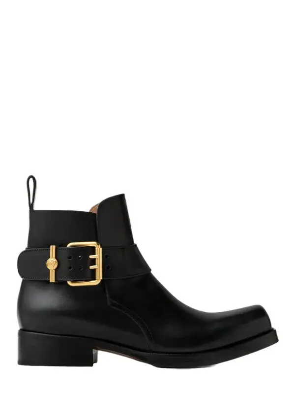Versace Orlando Leather Ankle Boots With Medusa Hardware - Black