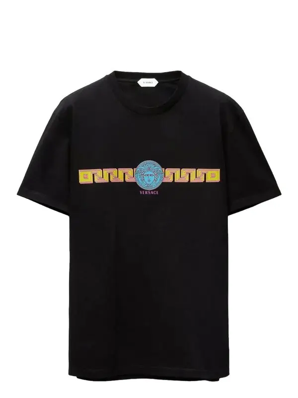 Versace Printed Cotton-jersey Slim T-shirt - Black