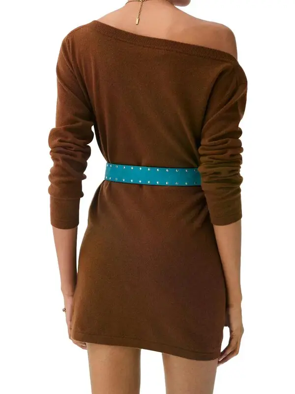Versace Long-sleeved Cashmere Knit Mini Dress - Brown