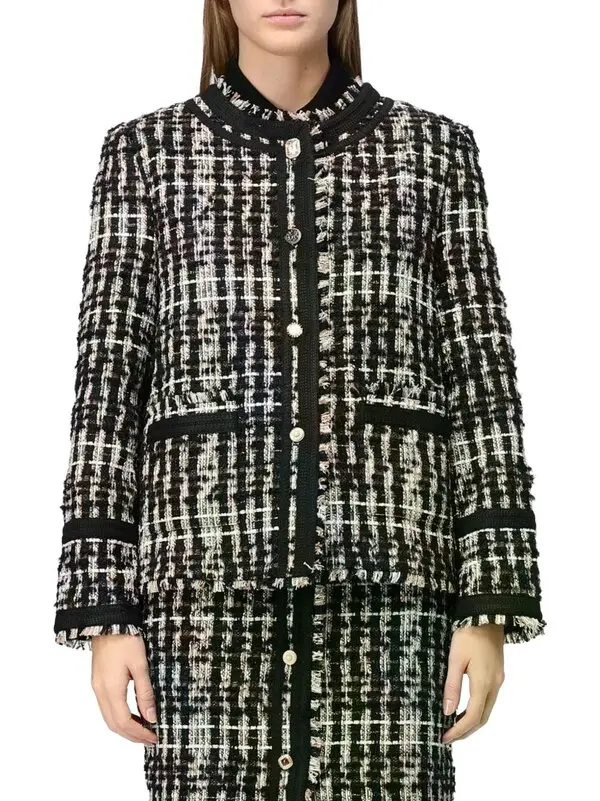 TWINSET Bouclé Jacket With Jewel Buttons - Black