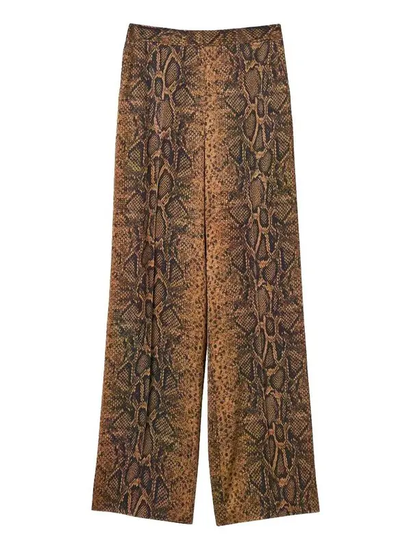 TWINSET Python Print Wide-leg Trousers - Brown