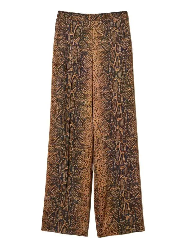 TWINSET Python Print Wide-leg Trousers - Brown
