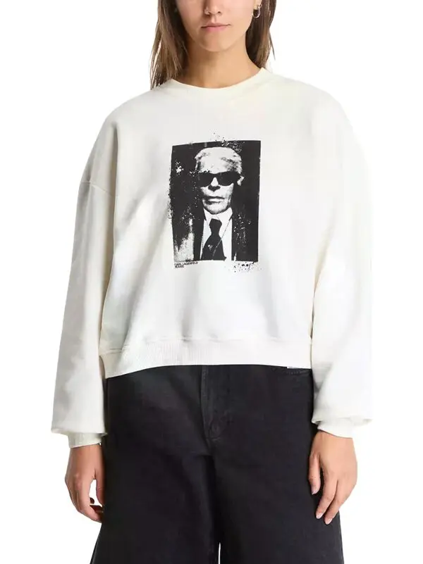 Karl Lagerfeld Graphic Print Crewneck Sweatshirt - White