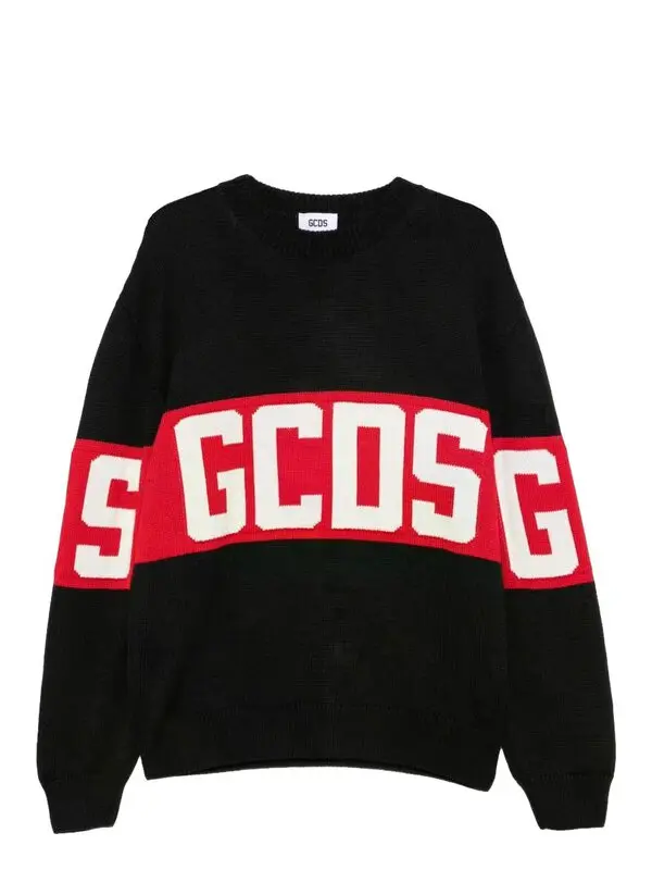 Gcds Logo Intarsia Knitted Sweater - Black