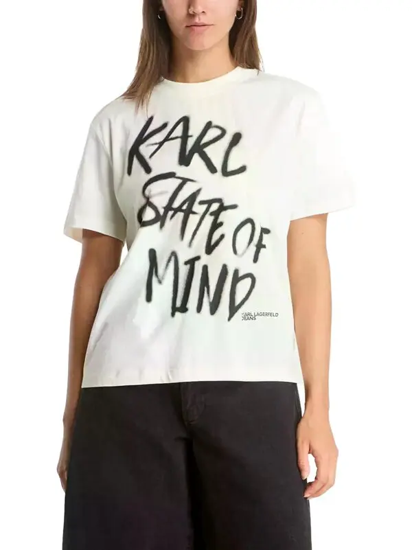 Karl Lagerfeld Slogan-print Short-sleeve T-shirt - Neutrals