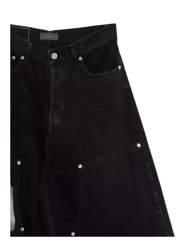 HAIKURE Stud-embellished Wide-leg Jeans - Black