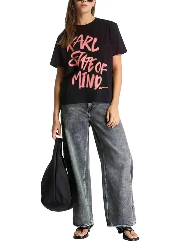 Karl Lagerfeld Slogan-print Short-sleeve T-shirt - Black