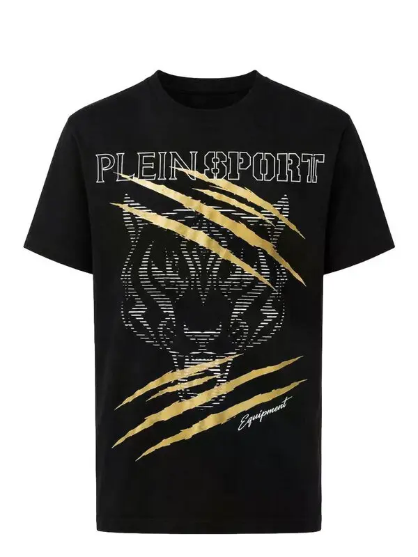 PLEIN SPORT Tiger-print Logo-print T-shirt - Black