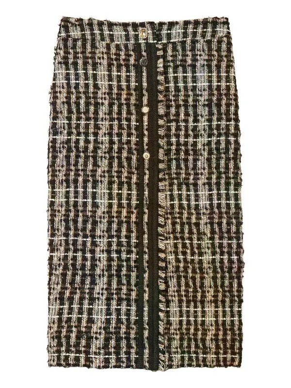 TWINSET Bouclé Midi Skirt With Buttons - Black
