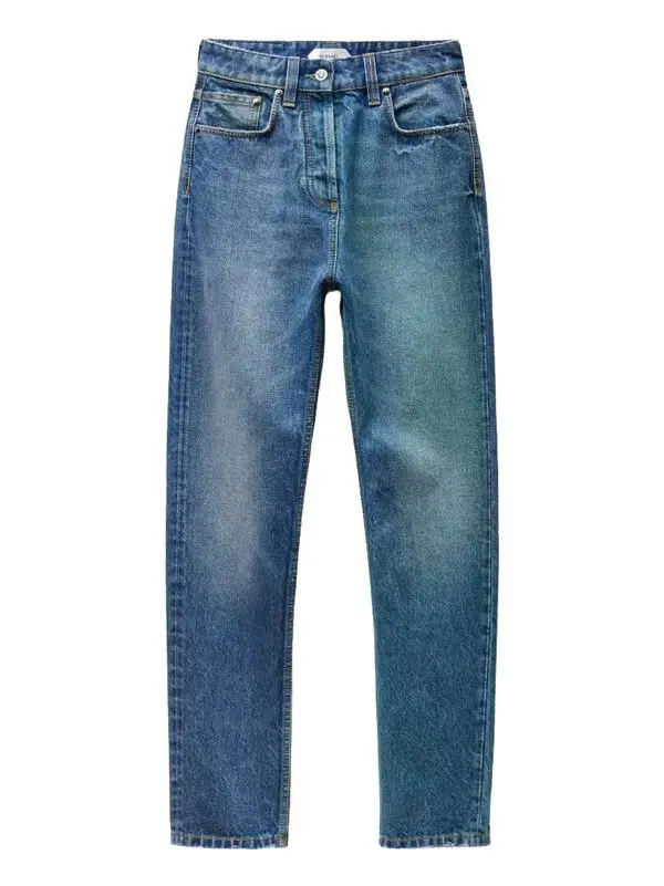 Versace High-waist Straight Leg Jeans With Medusa Hardware - Blue