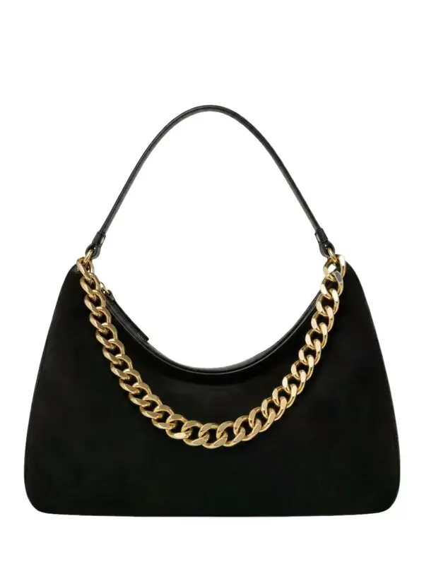 TWINSET Liliane Medium Suede Bag - Black