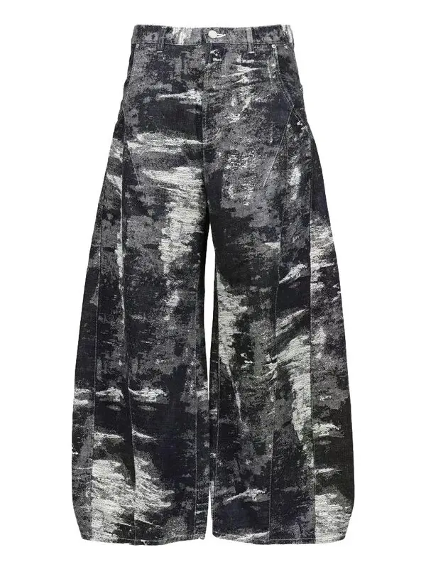 TAAKK Abstract Pattern Wide Leg Jeans - Black