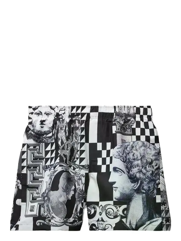 Versace Medusa Collage' Printed Boardshorts - Black