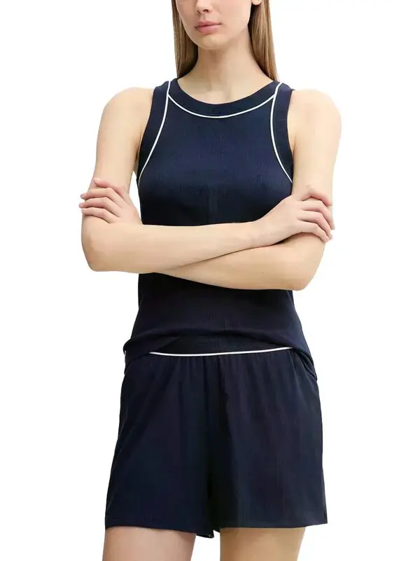 Lacoste Ribbed Cotton Pyjama Set - Blue