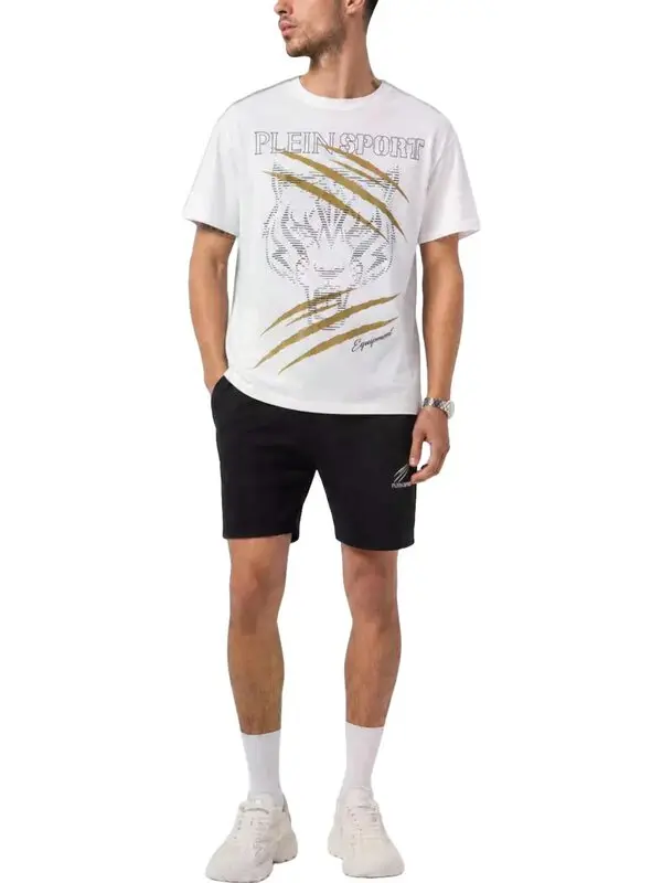 PLEIN SPORT Tiger-print Logo-print T-shirt - White
