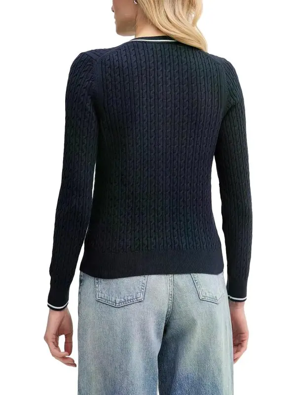 Lacoste Striped Cable-knit Cardigan - Blue