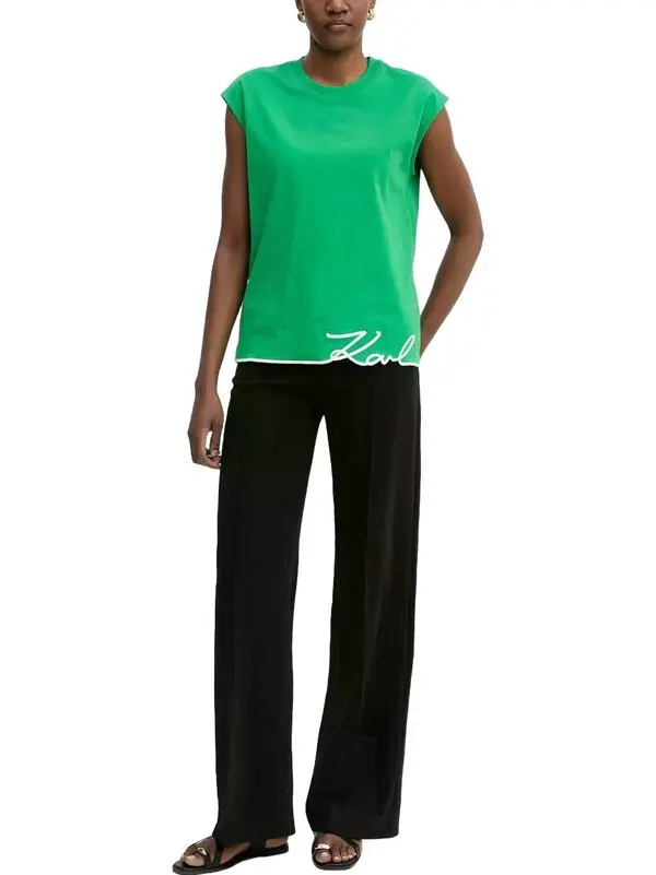 Karl Lagerfeld Logo-embroidered Sleeveless T-shirt - Green