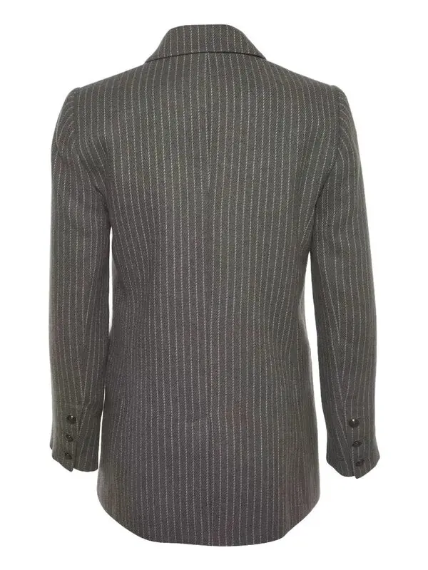 L'Agence Double-breasted Pinstriped Blazer - Grey