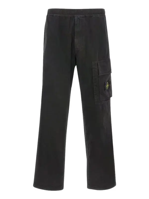 Stone Island 3100036 Joggers In Stretch Organic Broken Twill - Black