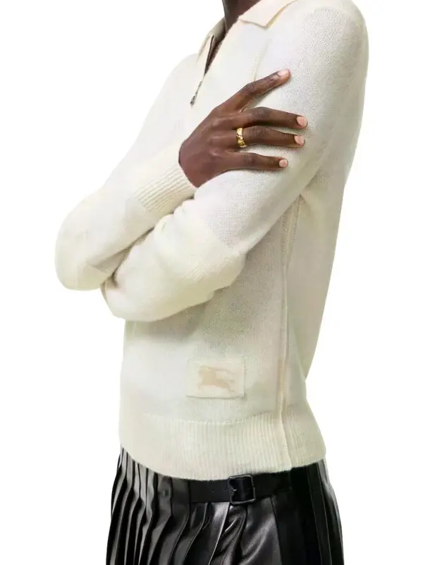 Burberry Long-sleeve Cashmere Polo Shirt - Neutrals