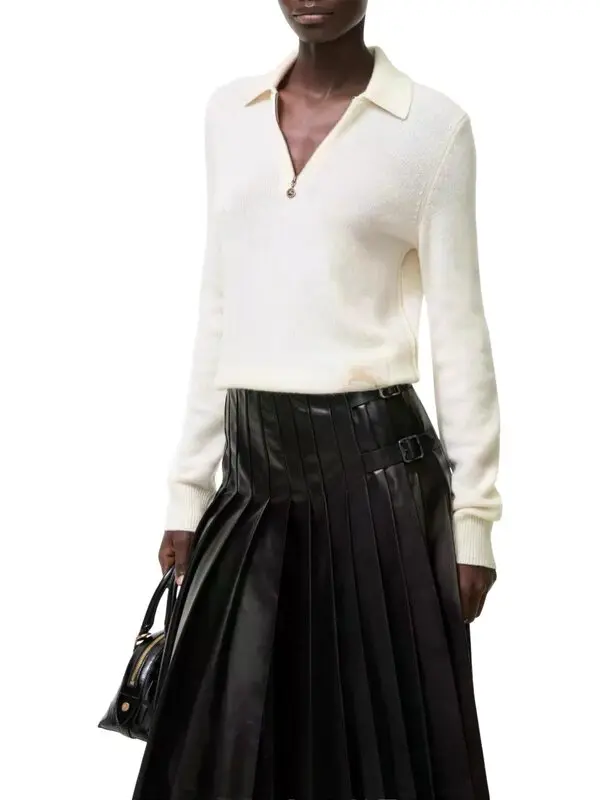 Burberry Long Sleeve Cashmere Polo Shirt - Neutrals
