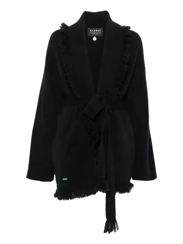 Alanui Fringe-trim Belted Cardigan - Black