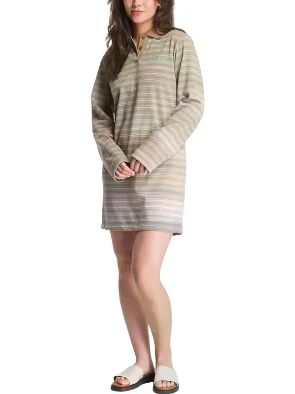 SAMSOE SAMSOE Striped Long-sleeve Mini Dress - Neutrals